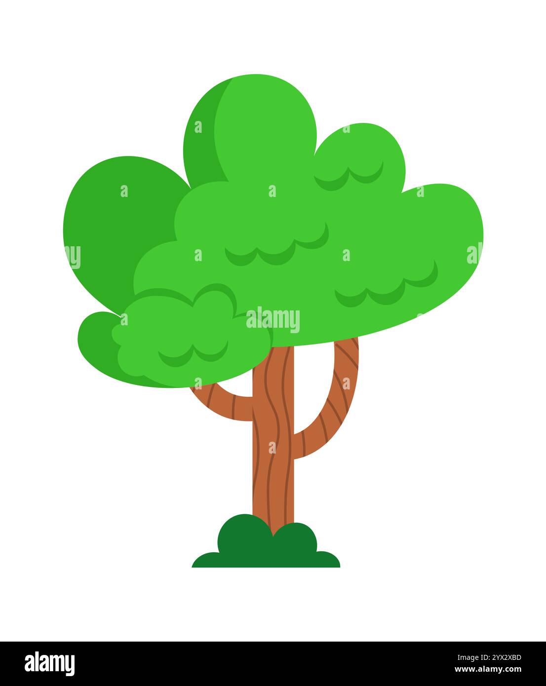Cartoon trees. Green tree vector illustration. Doodle wood plant Stock ...