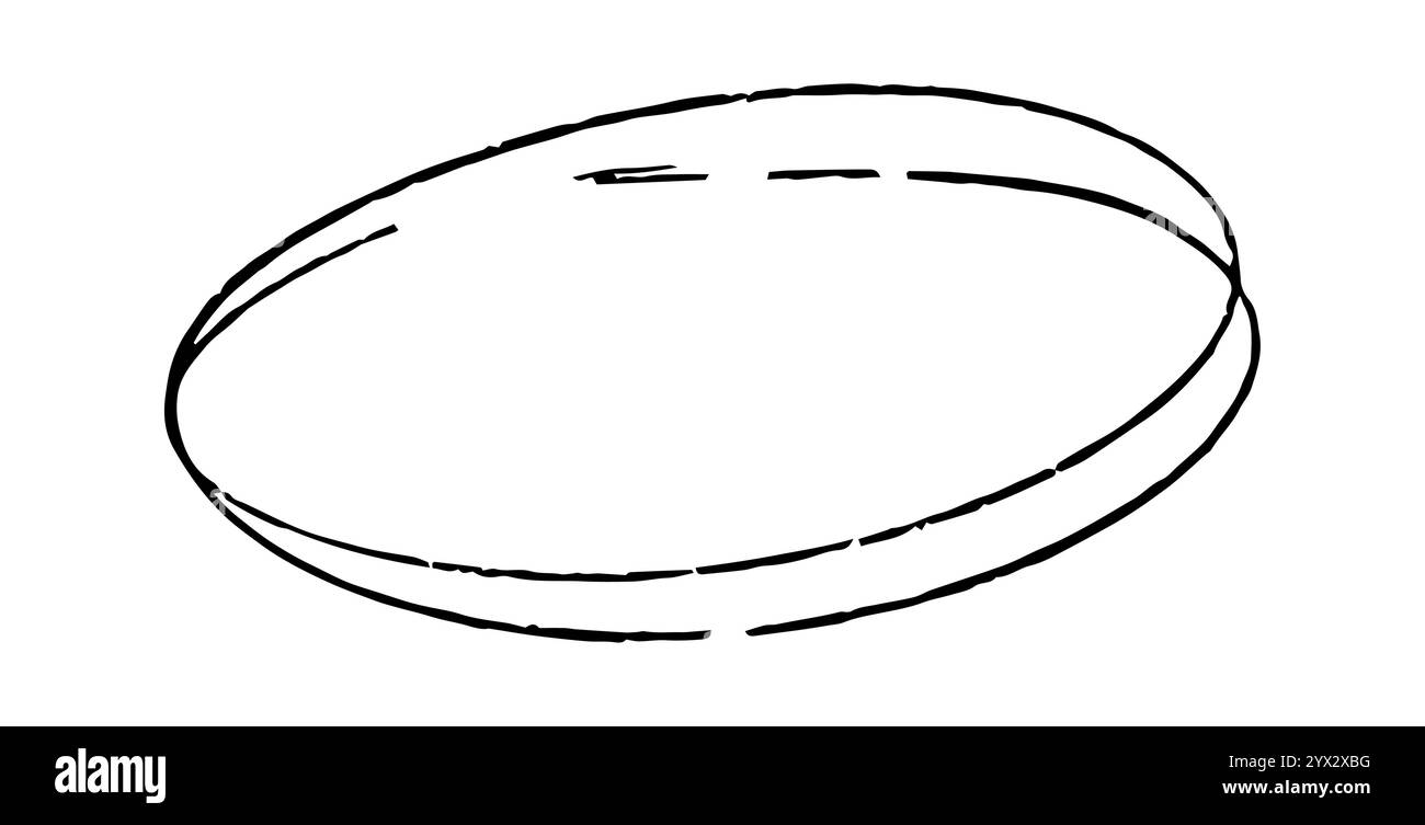 Doodle oval frame. Hand drawn circle pencil sketch. Vector scribble ...