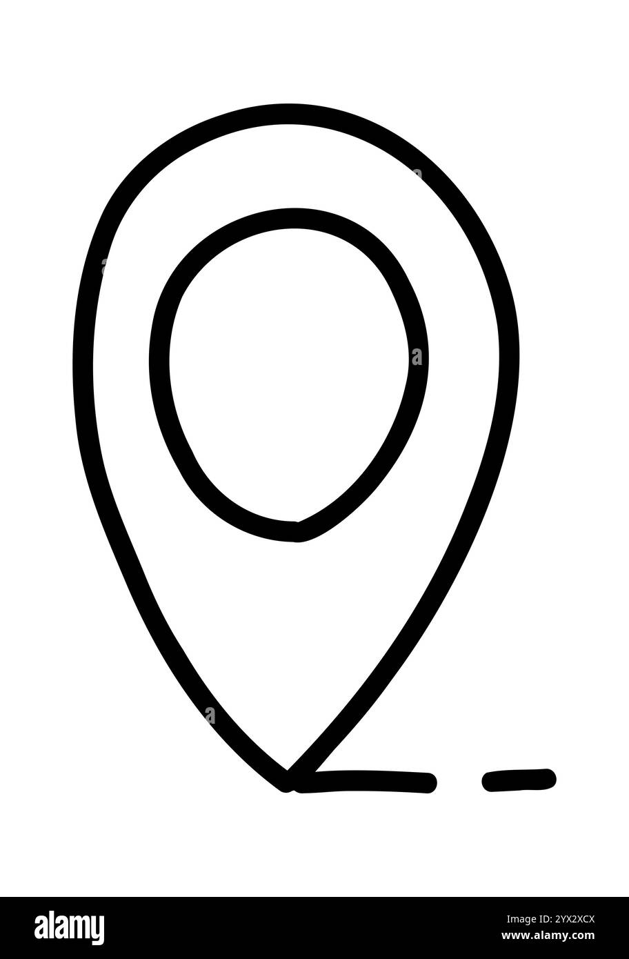 Doodle map pin, hand drawn navigation, sign location. Set isolated on ...