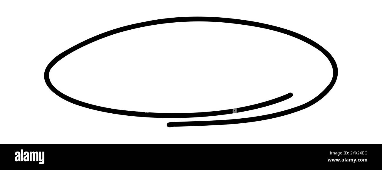 Doodle oval frame. Hand drawn circle pencil sketch. Vector scribble ...