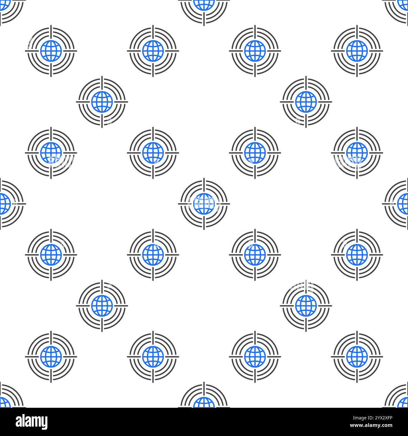 Earth Globe inside Target vector World concept outline seamless pattern ...