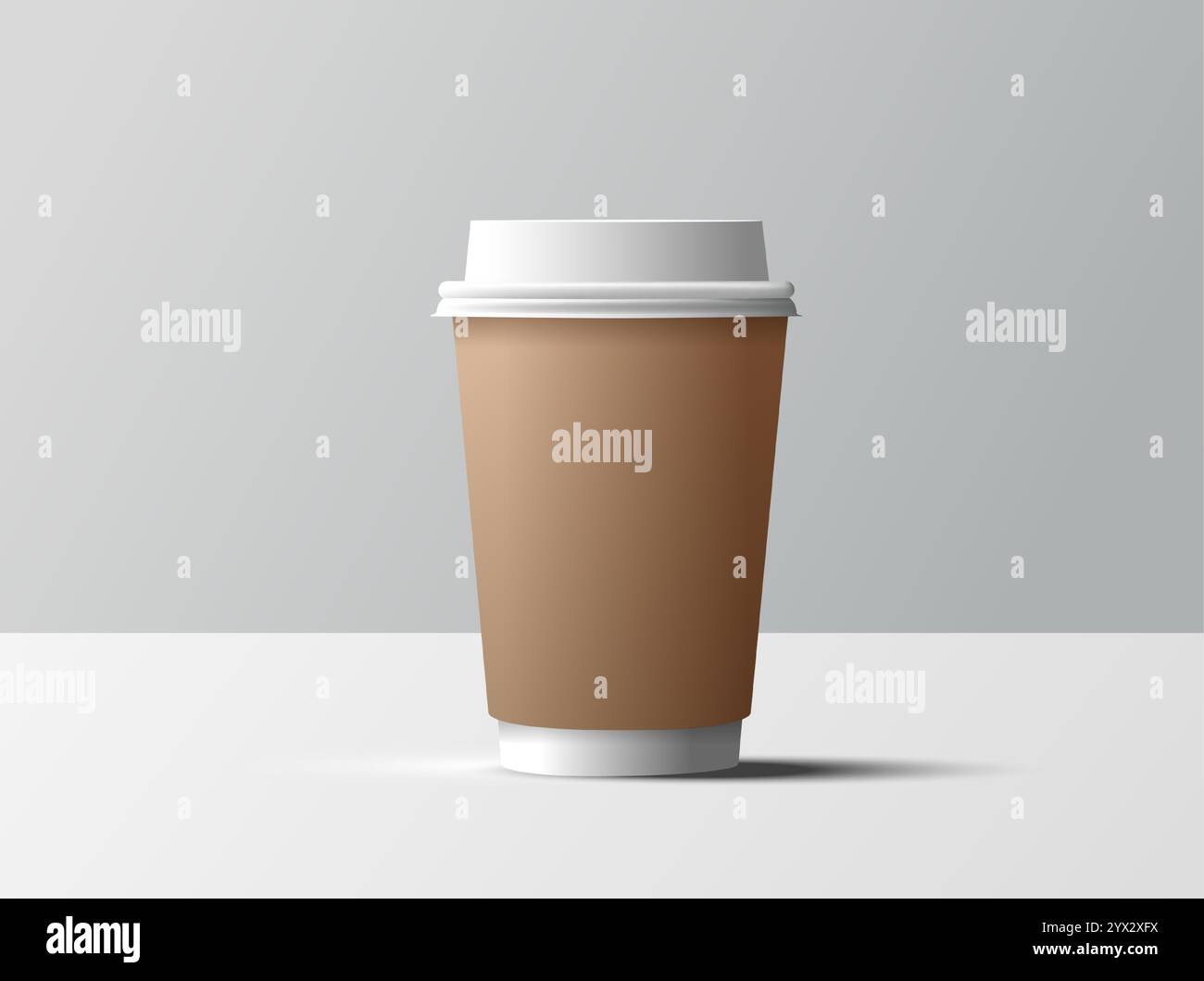 Realistic blank mock up paper cups with plastic lid. Coffee to go, take ...