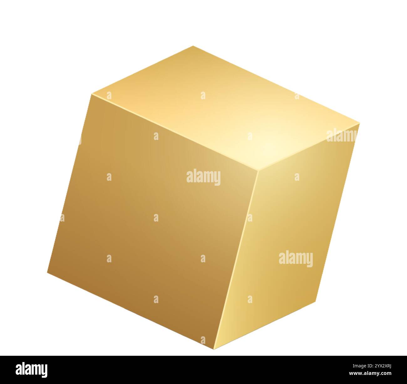 3d gold metallic cube. Realistic vector geometric shape. Golden glossy ...