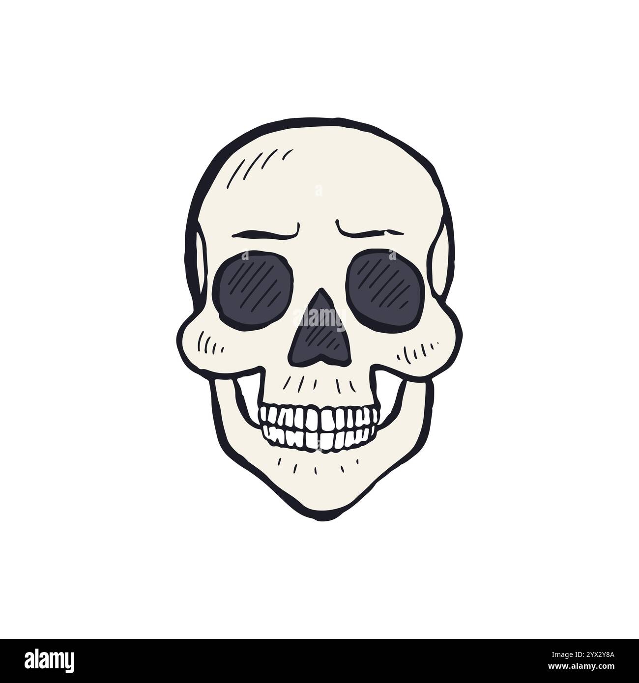 Hand drawn sketchy human skull isolated on white background Stock ...