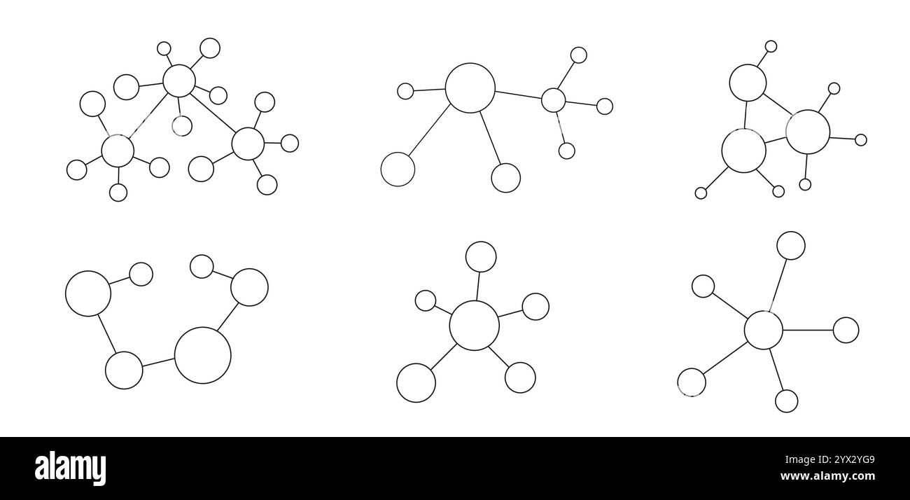 Hub networks connections system symbol line icon. Molecule or atom ...