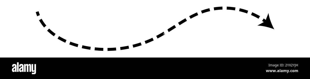 Dashed arrow set. Vector doodle dot line. Thin pointer arrows Stock ...