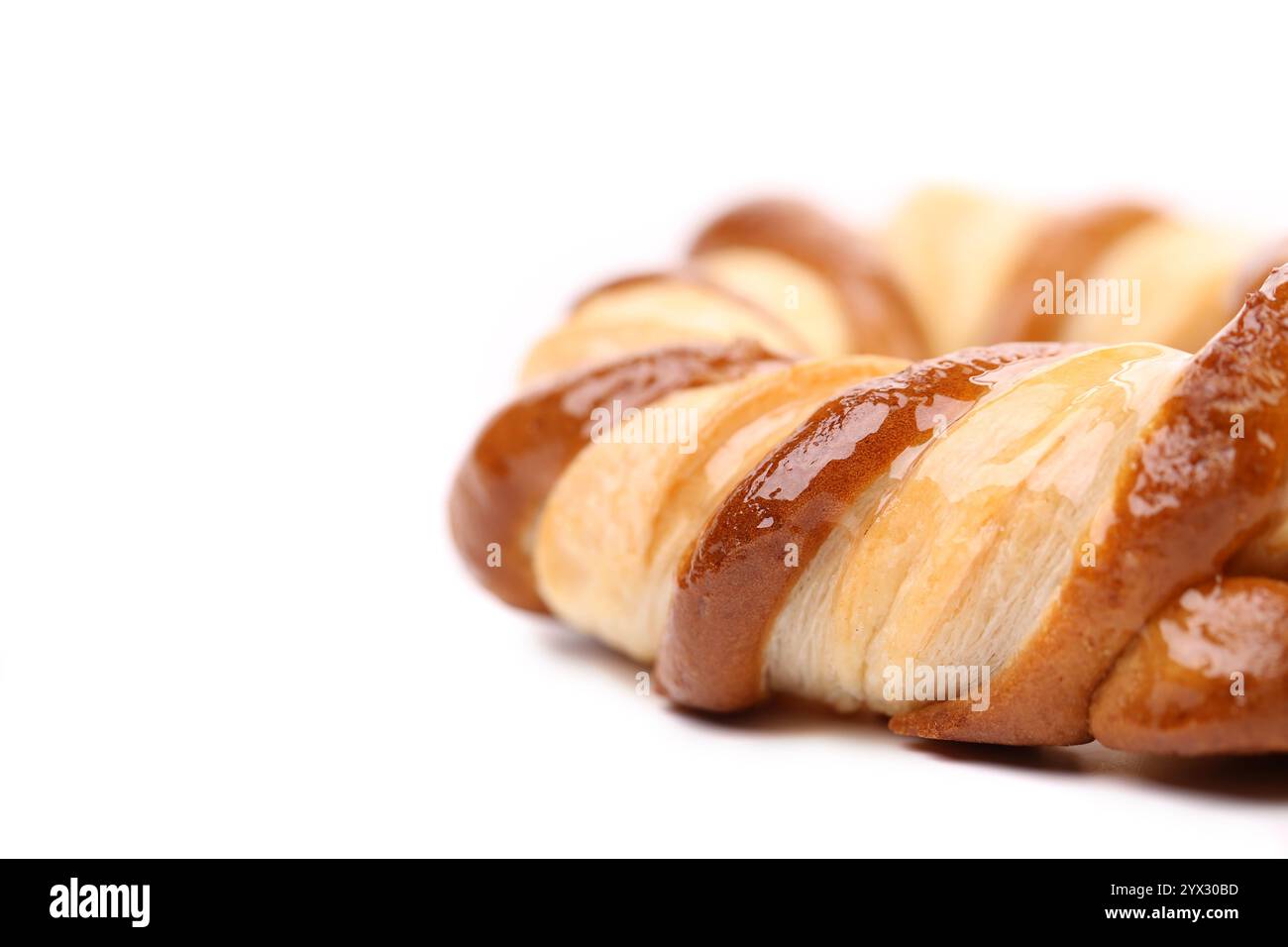 Freshly fancy pretzel baked. Close up. White background Stock Photo - Alamy