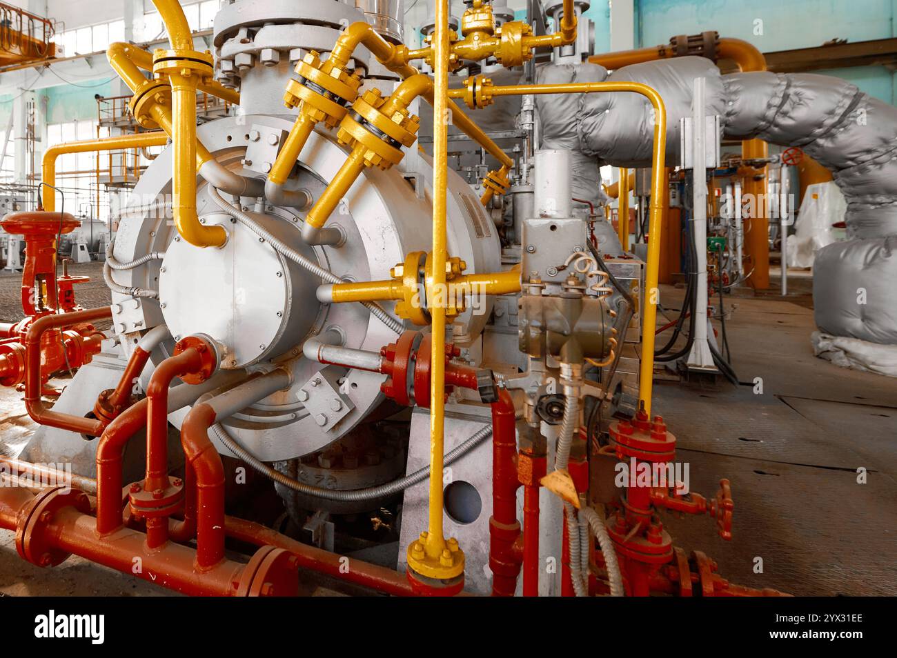 Industrial pump system in a chemical plant showcasing advanced piping ...