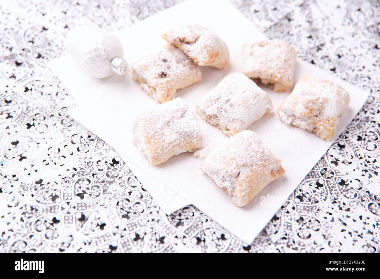 Stollen Bites on bright background. Soft focus. Close up Stock Photo ...