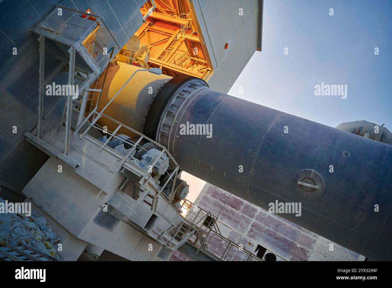 Part of giant rotating furnace for limestone roasting Stock Photo - Alamy