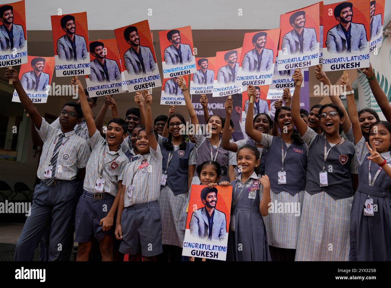Students at Gukesh Dommaraju's school in Chennai celebrate after Gukesh ...