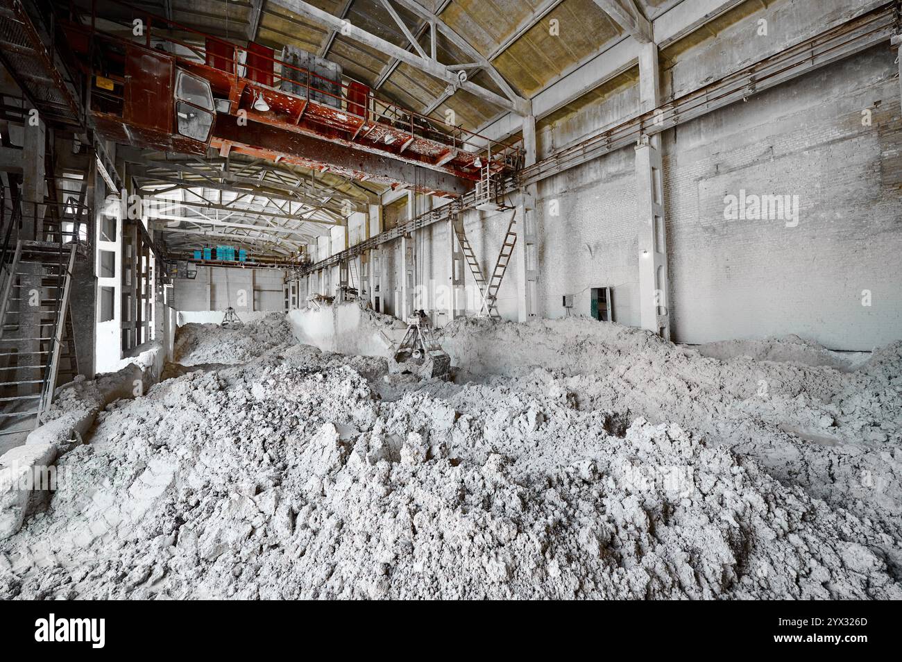 Loaded factory warehouse with chalk mined from open quarry Stock Photo ...