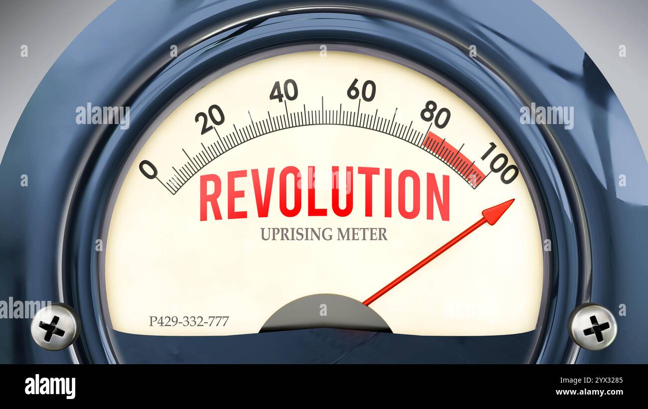 Revolution and Uprising Meter that is hitting a full scale, showing a ...