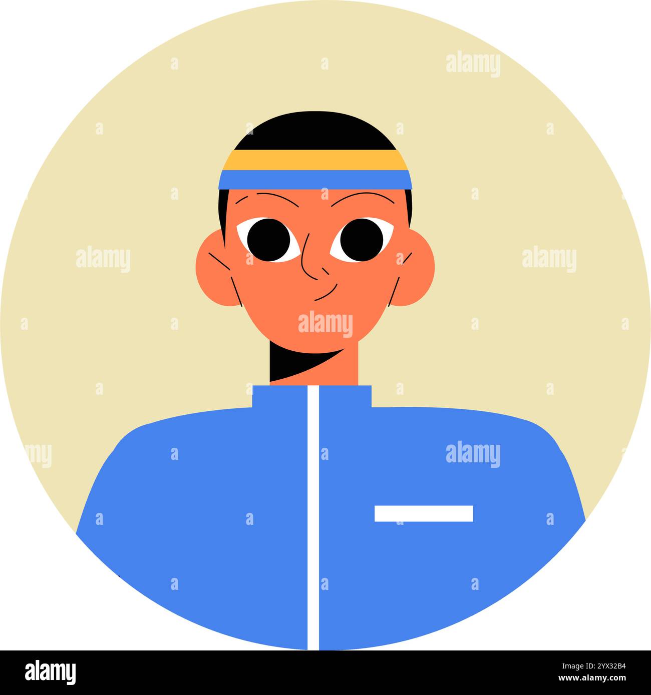 Male Athlete Avatar In Flat Vector Illustration Symbolizing Fitness And ...