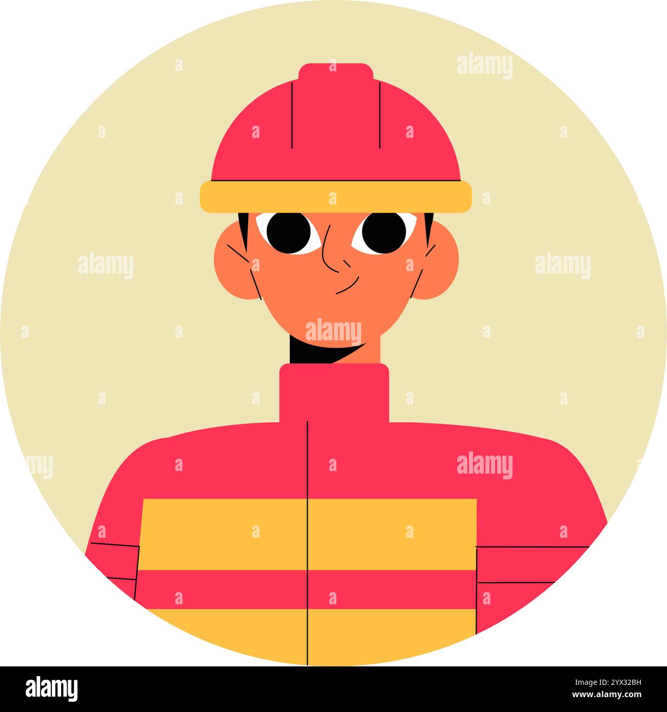 Male Firefighter Avatar In Red Uniform And Helmet In Flat Vector ...
