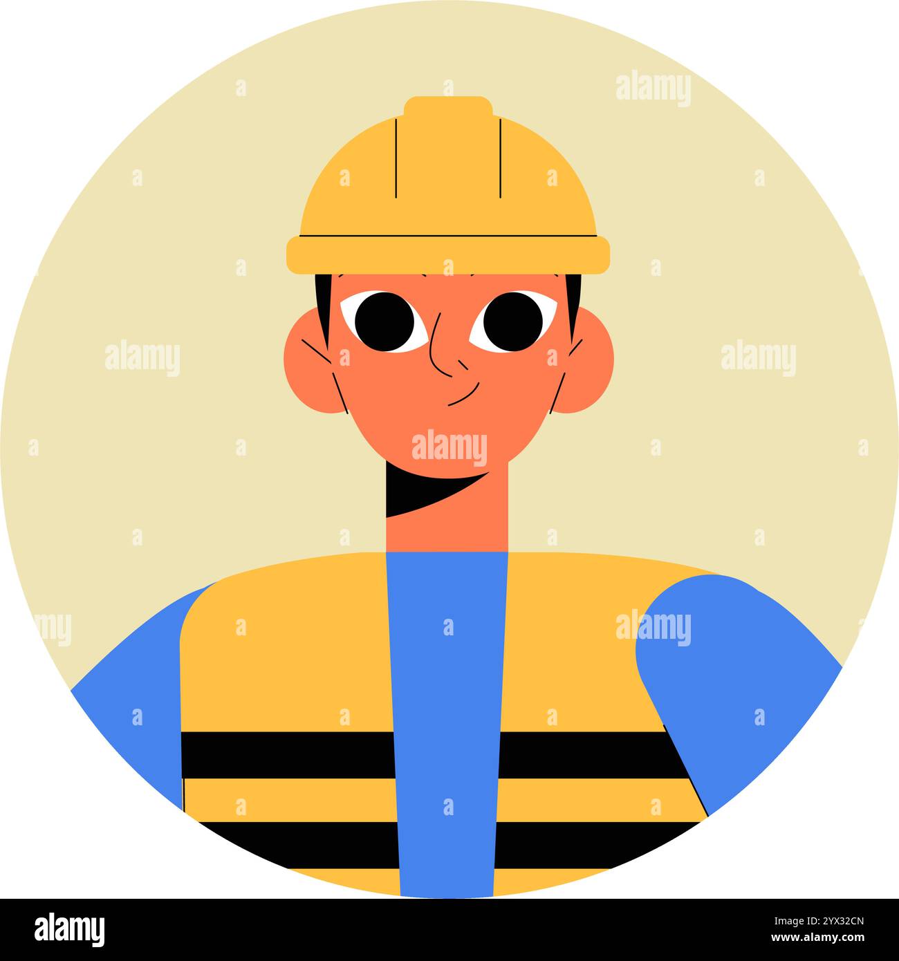 Male Avatar In Construction Attire Symbolizing Building, Engineering ...