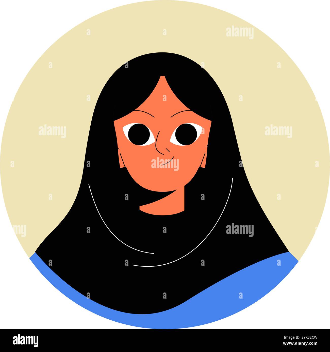 Muslim Woman Avatar In Flat Vector Illustration Symbolizing Modesty And ...