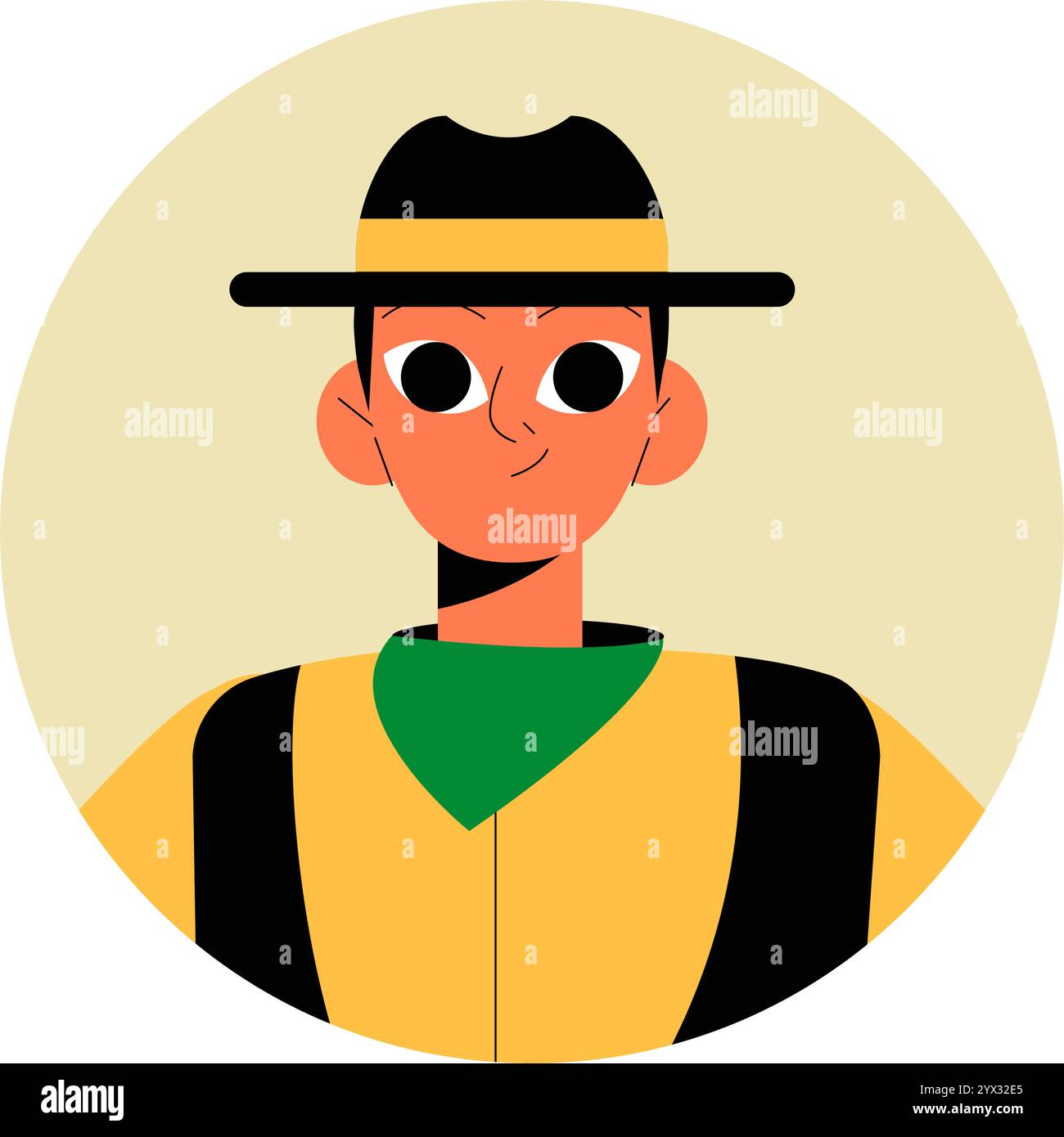 Male Avatar In Cowboy Hat And Vest Symbolizing Western Culture, Farming ...
