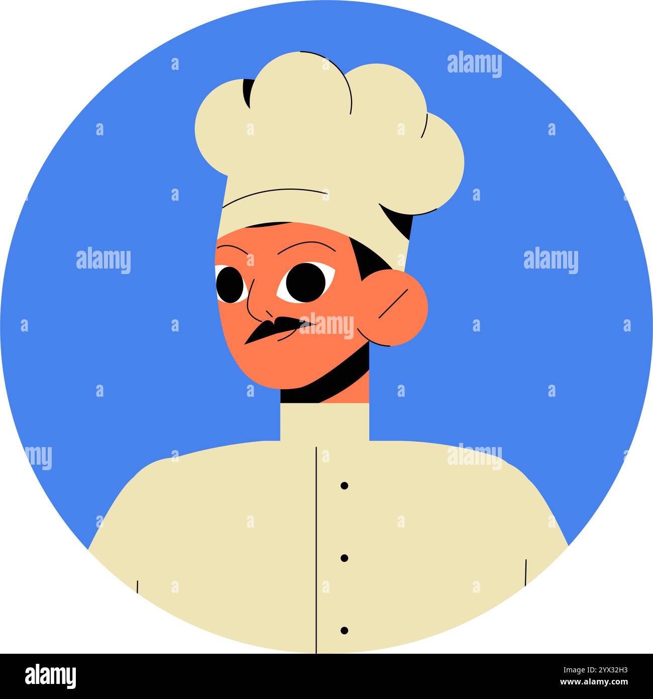 Male Avatar In Chef Uniform Symbolizing Culinary Arts, Cooking, And ...