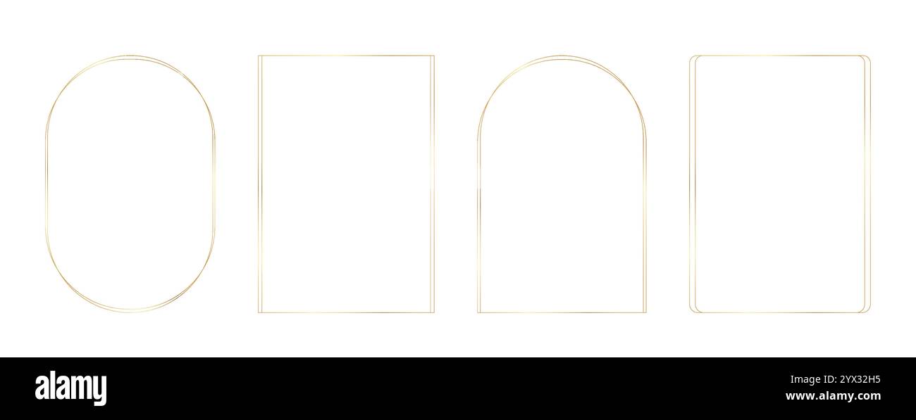 Luxury linear shining gold thin geometric frame collection. Rectangle ...