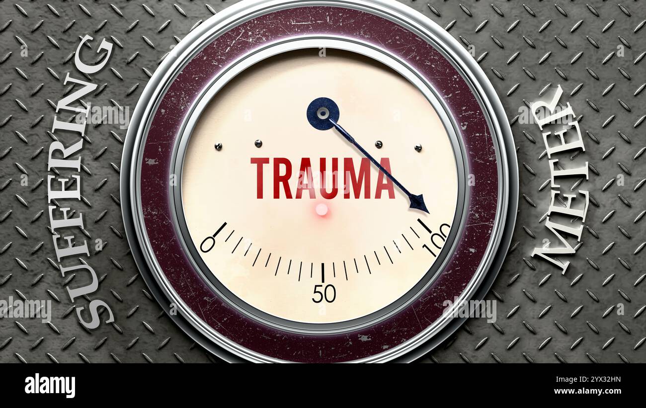 Trauma and suffering that is hitting a full scale hi-res stock ...