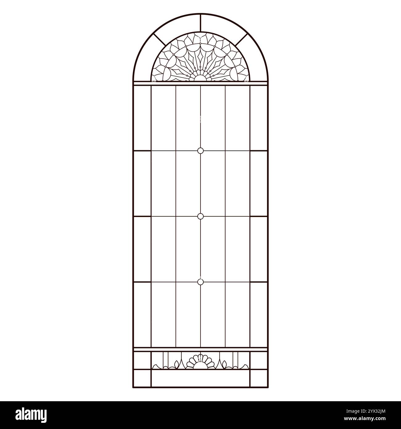 Church window. Colouring page for adult. Catholic Christian arch frame ...