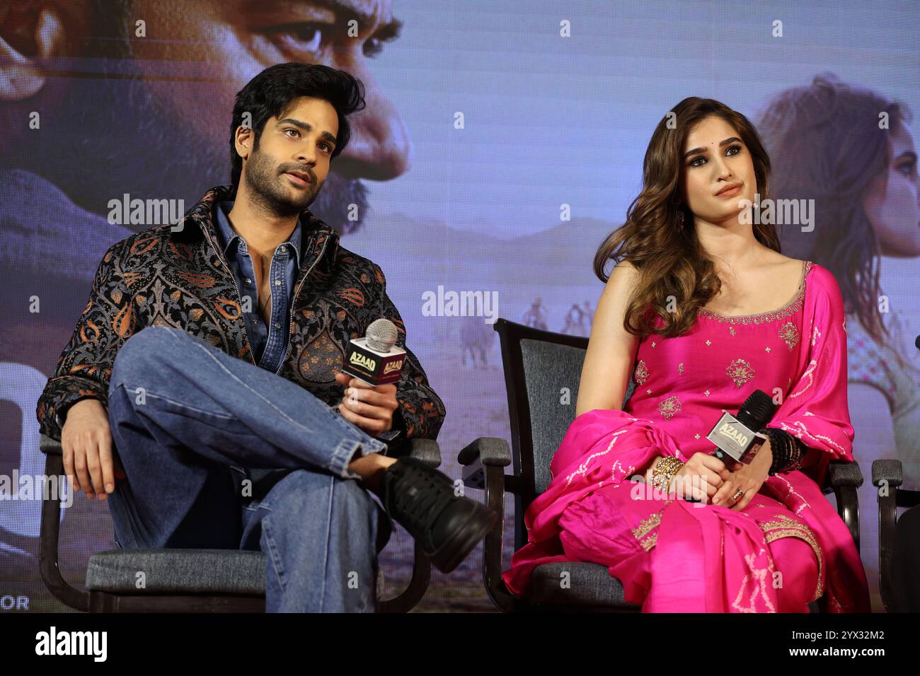 Bollywood actors Aaman Devgan and Rasha Thadani attend a press ...