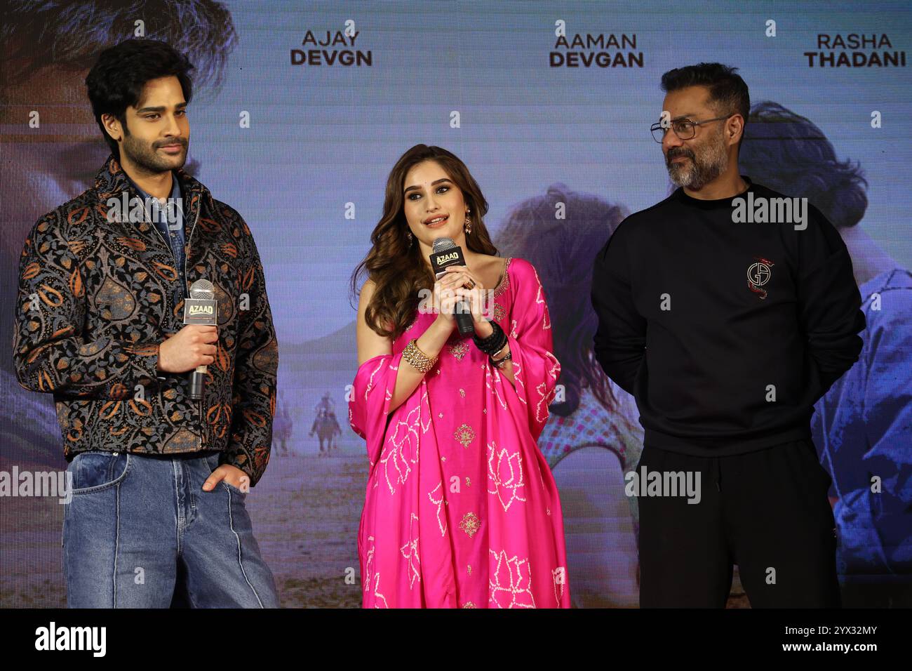 Bollywood actors Aaman Devgan and Rasha Thadani attend a press ...