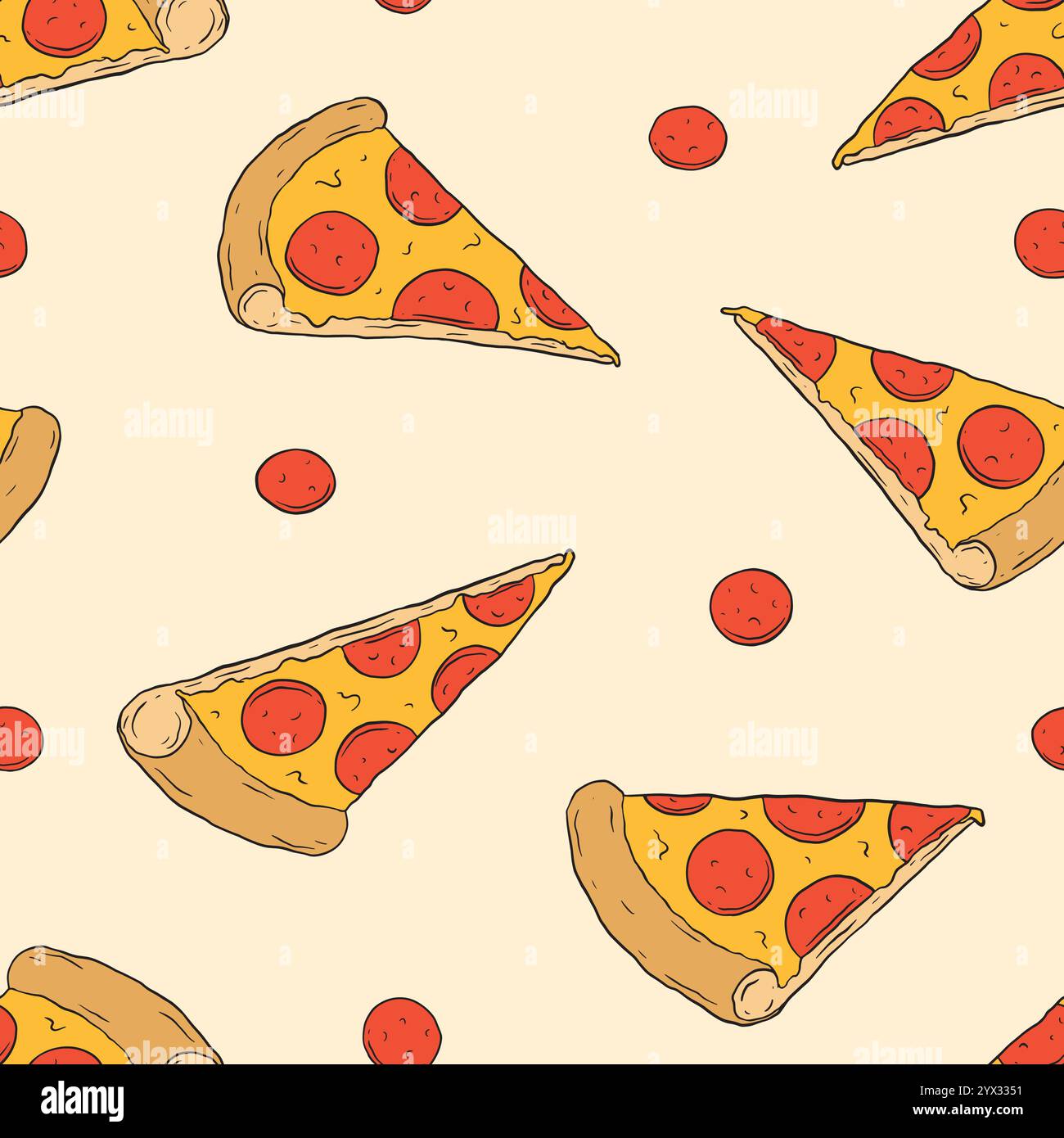 Pizza doodle seamless pattern. Vector background illustration Stock Vector Image & Art - Alamy