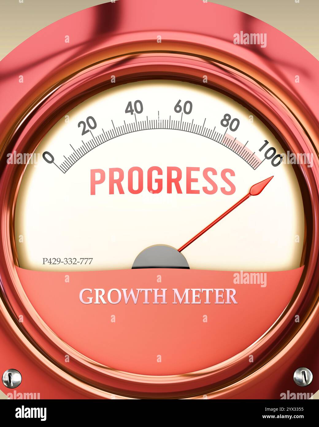 Growth and progress meter that is hitting a full scale hi-res stock ...