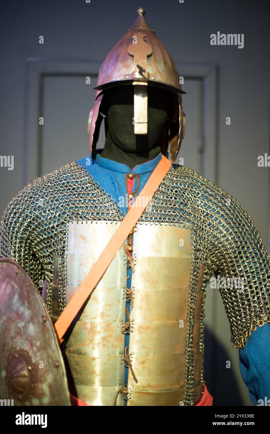 the armor of the Russian hero in the museum , chain mail and helmet ...