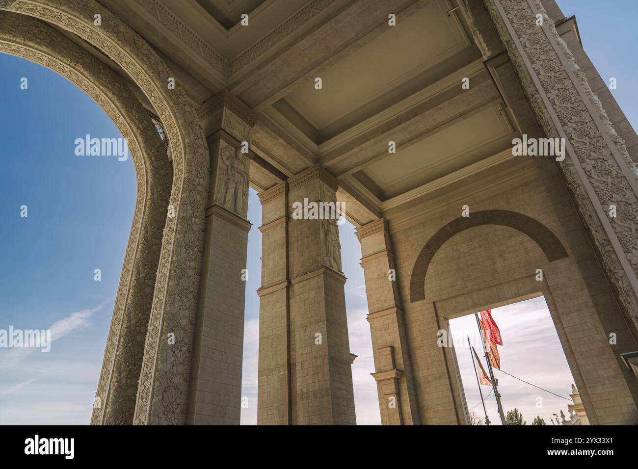 Main entrance arch VDNH. Building with columns. Massive columns Stock ...