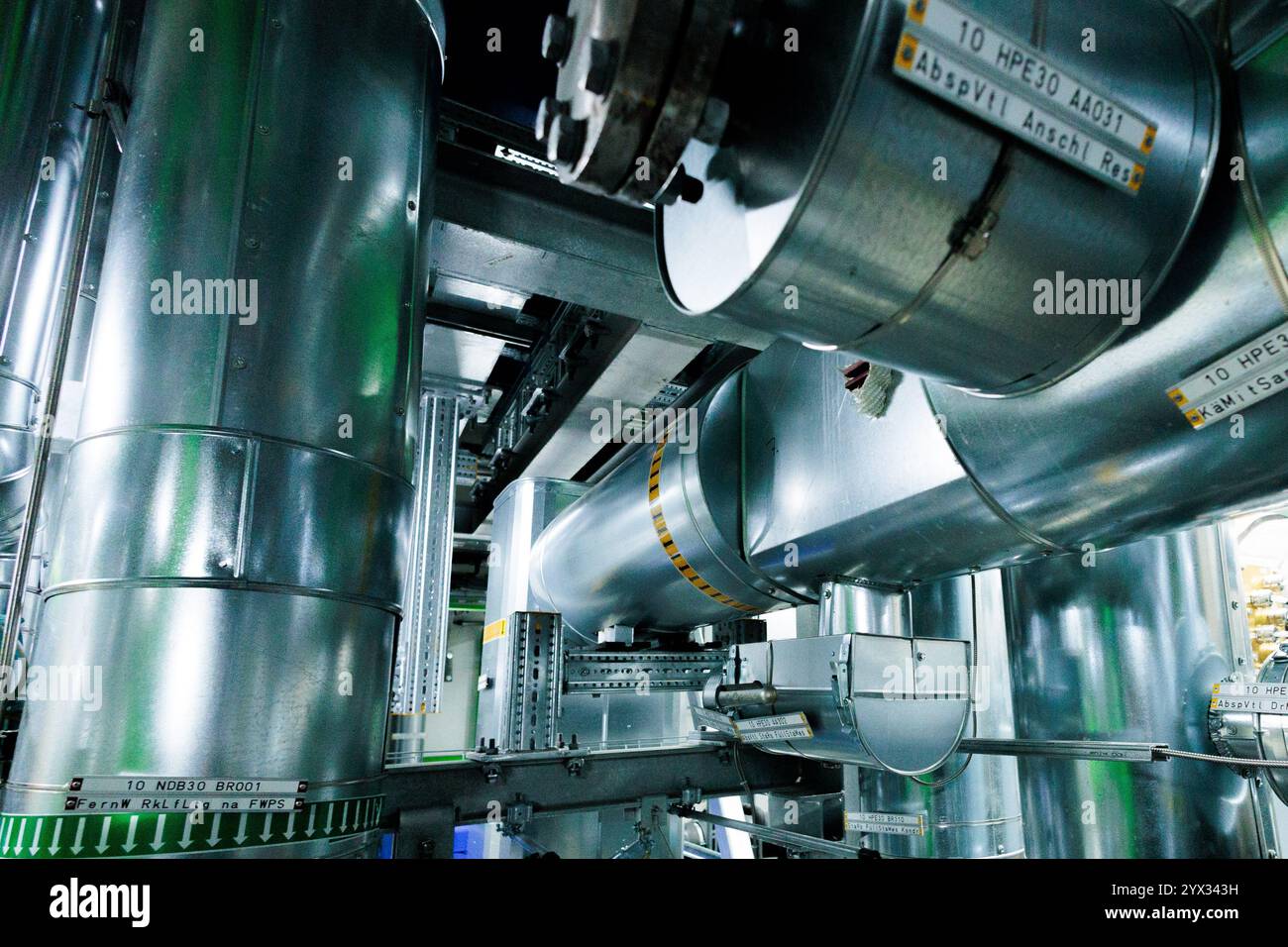 Berlin, Germany. 12th Dec, 2024. Pipe system in a heat pump system of ...
