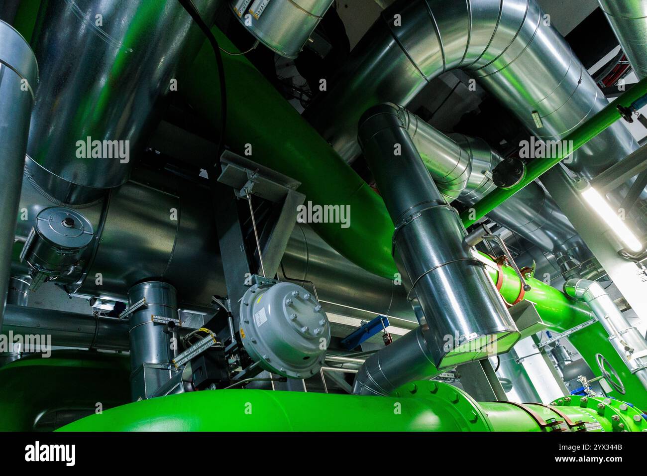 Berlin, Germany. 12th Dec, 2024. Pipe system in a heat pump system of ...