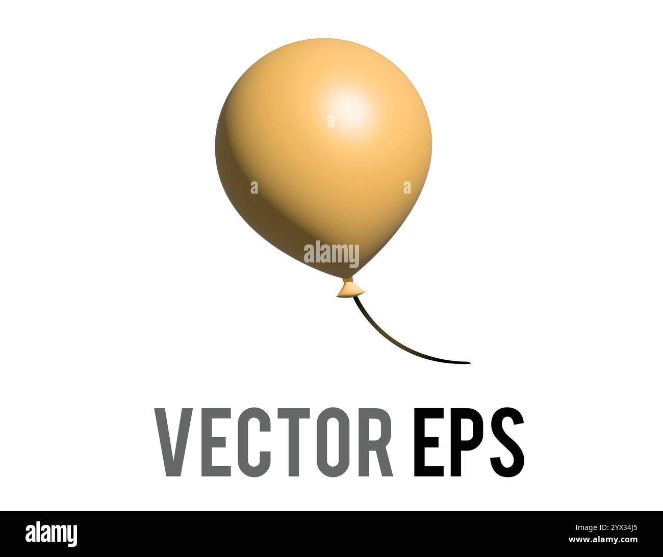 The 3D gold air balloon on string icon, Christmas party ...