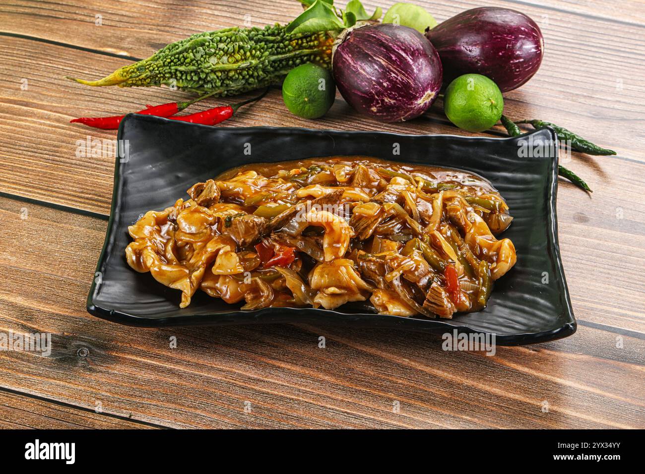 Tibetian cuisine - thenthuk noodles with beef and spices Stock Photo ...