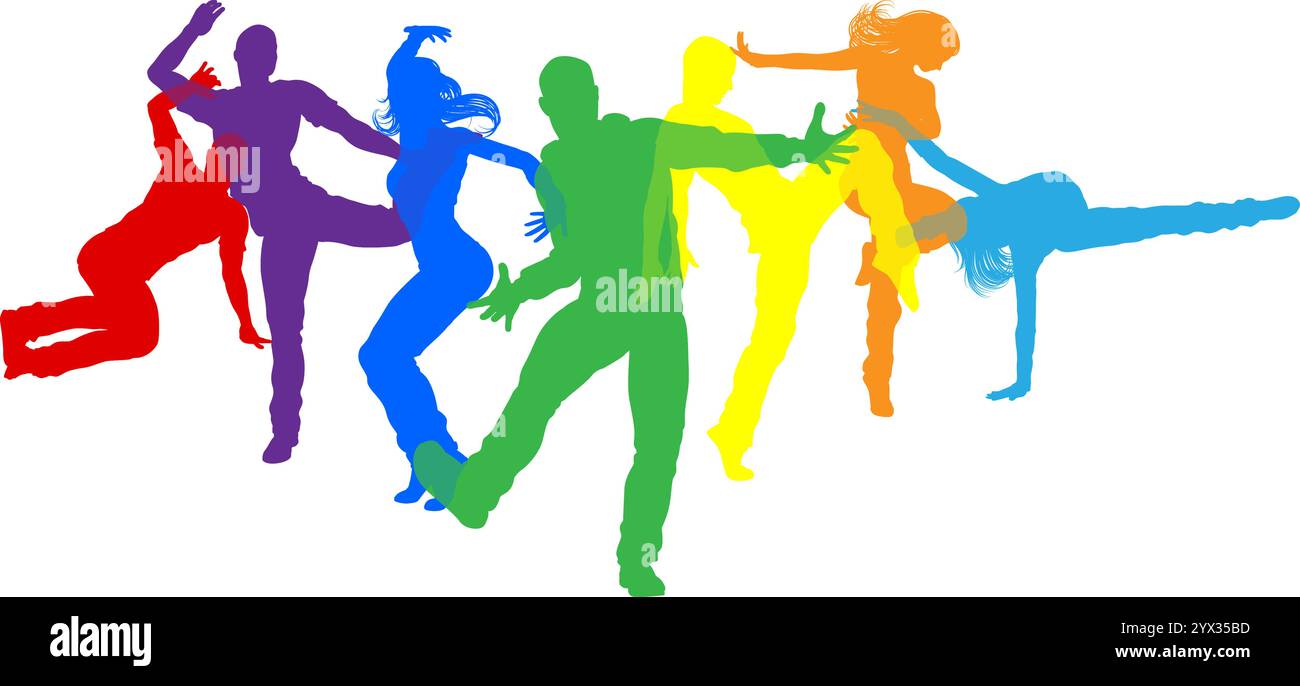 Dancers Silhouette Street Dance Poses Silhouettes Stock Vector Image ...