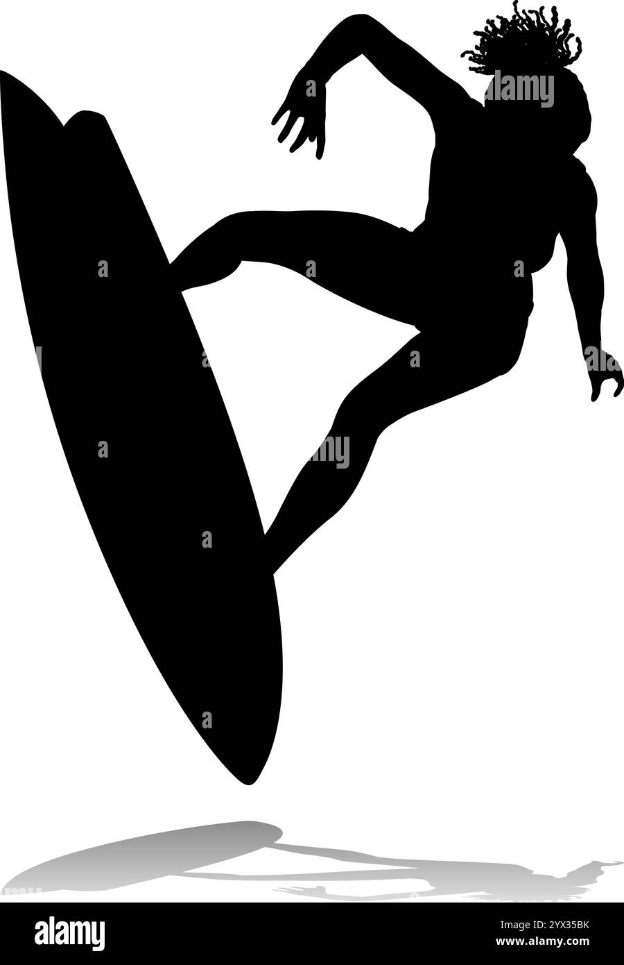 Woman Surfer Surfboard Female Surfer Silhouette Stock Vector Image ...