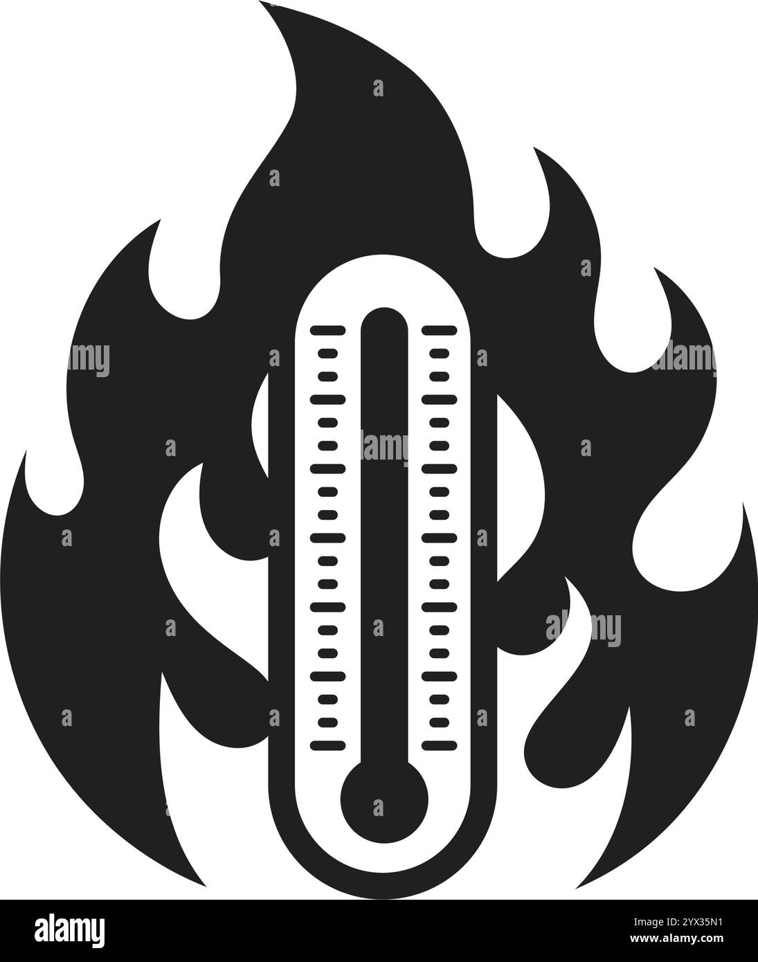 Thermometer In Flame Icon In Flat Style Climate Control Vector Illustration On Isolated