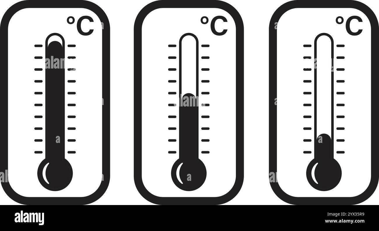 Thermometer icon set in flat style. Climate control vector illustration ...