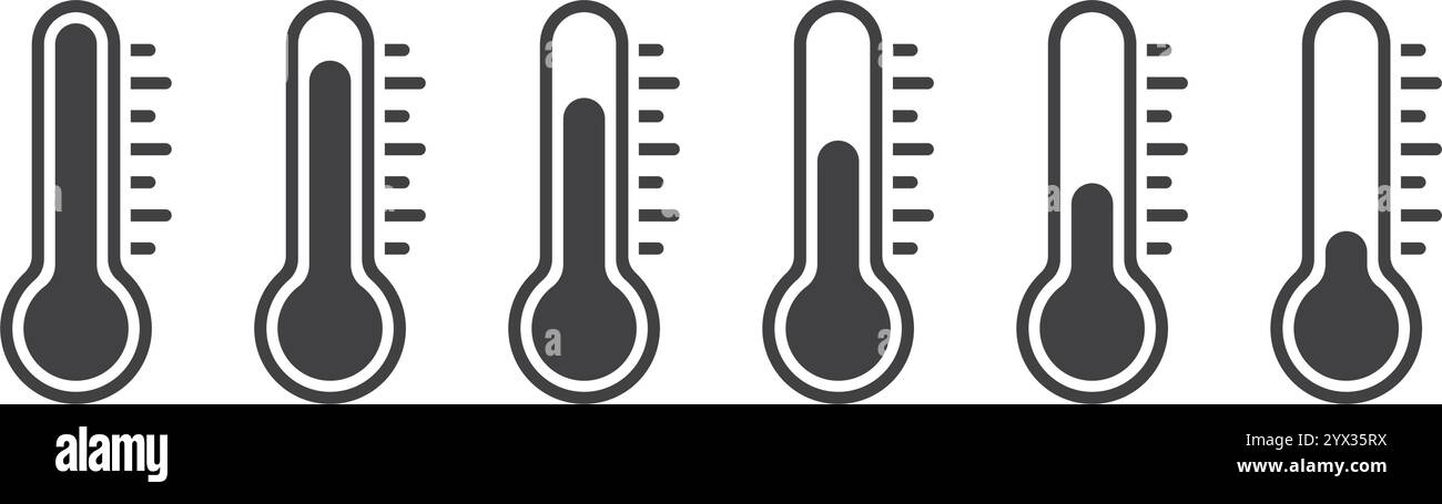 Thermometer icon set in flat style. Climate control vector illustration ...