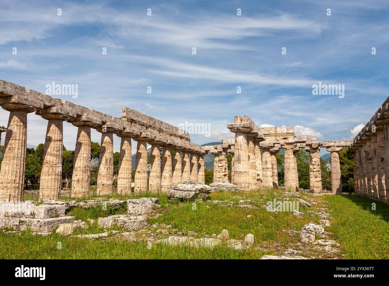 The interior or "naos" of the First Temple of Hera, also known as ...