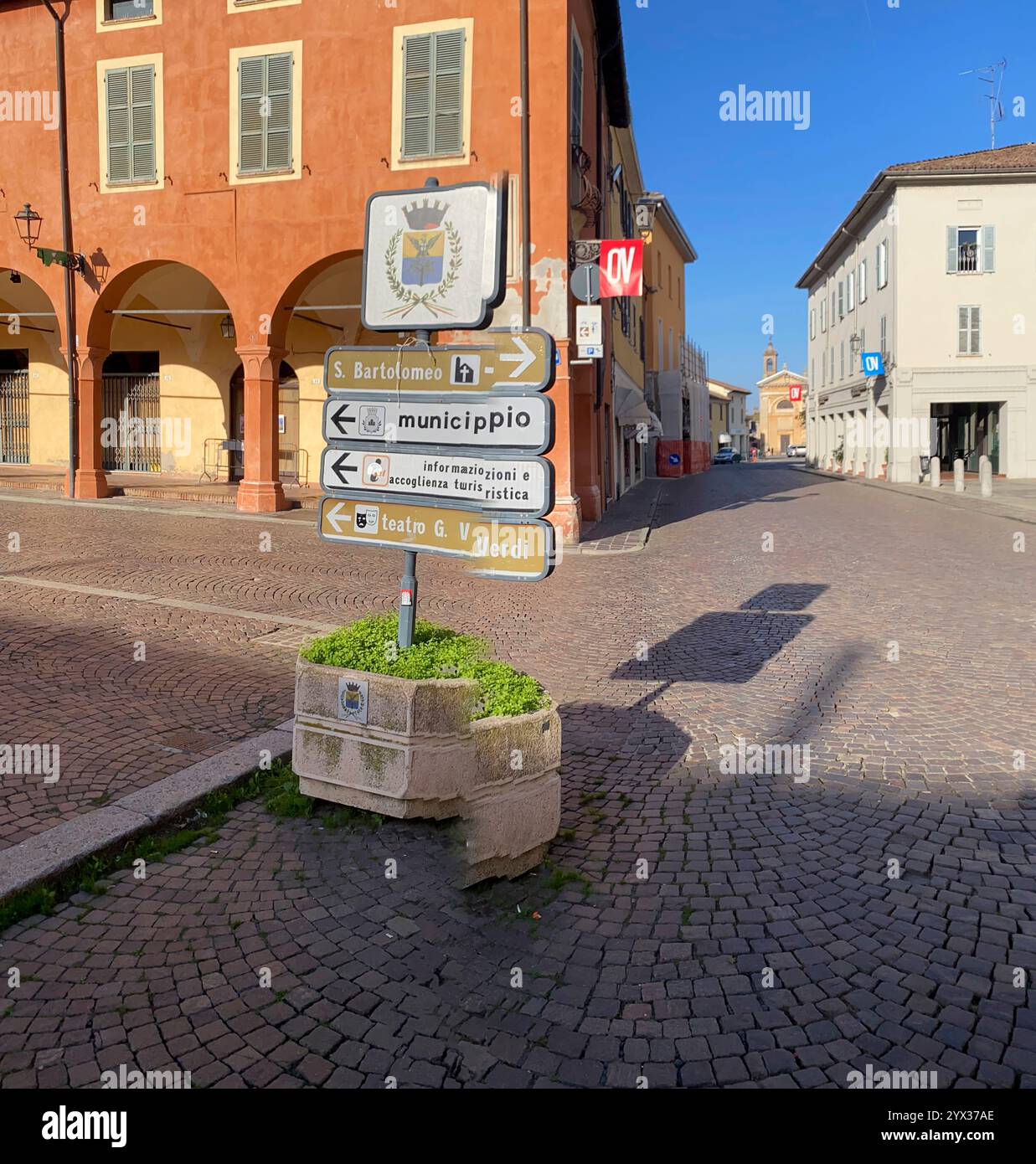 Busseto, Parma, Italy - November 23rd 2024 Street signs indicating ...