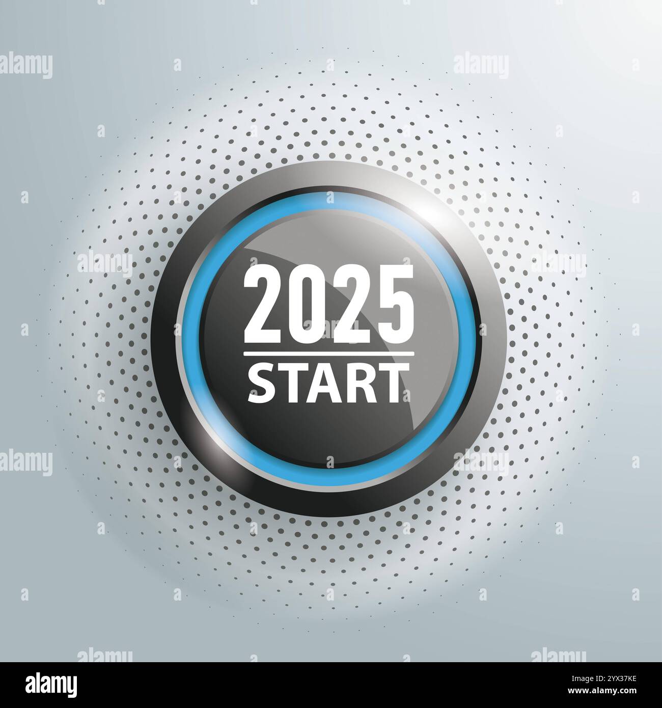Button 2025 Start Halftone Button with text 2025 Start on the gray ...