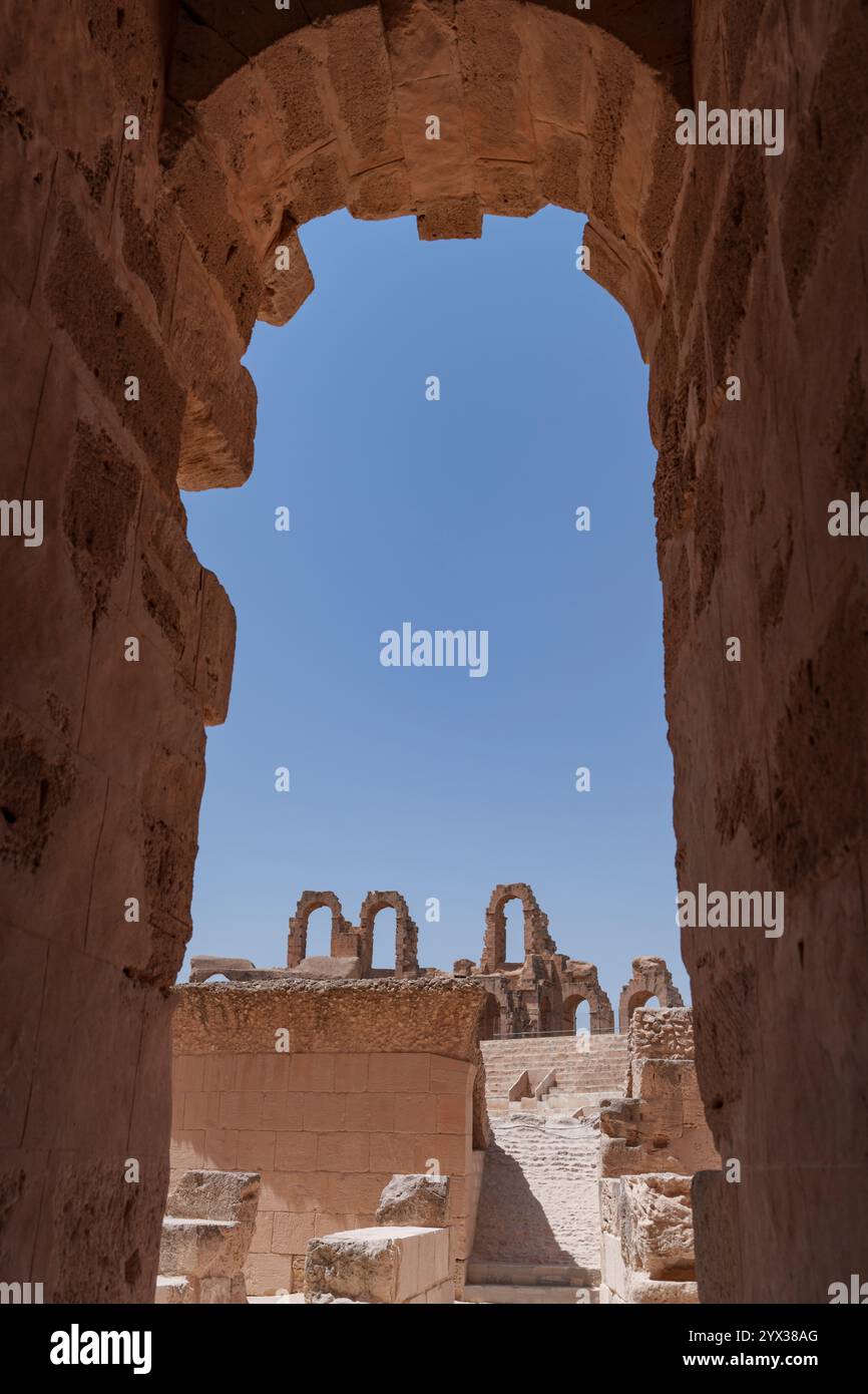 View through the open stone windows onto the historic buildings Stock ...