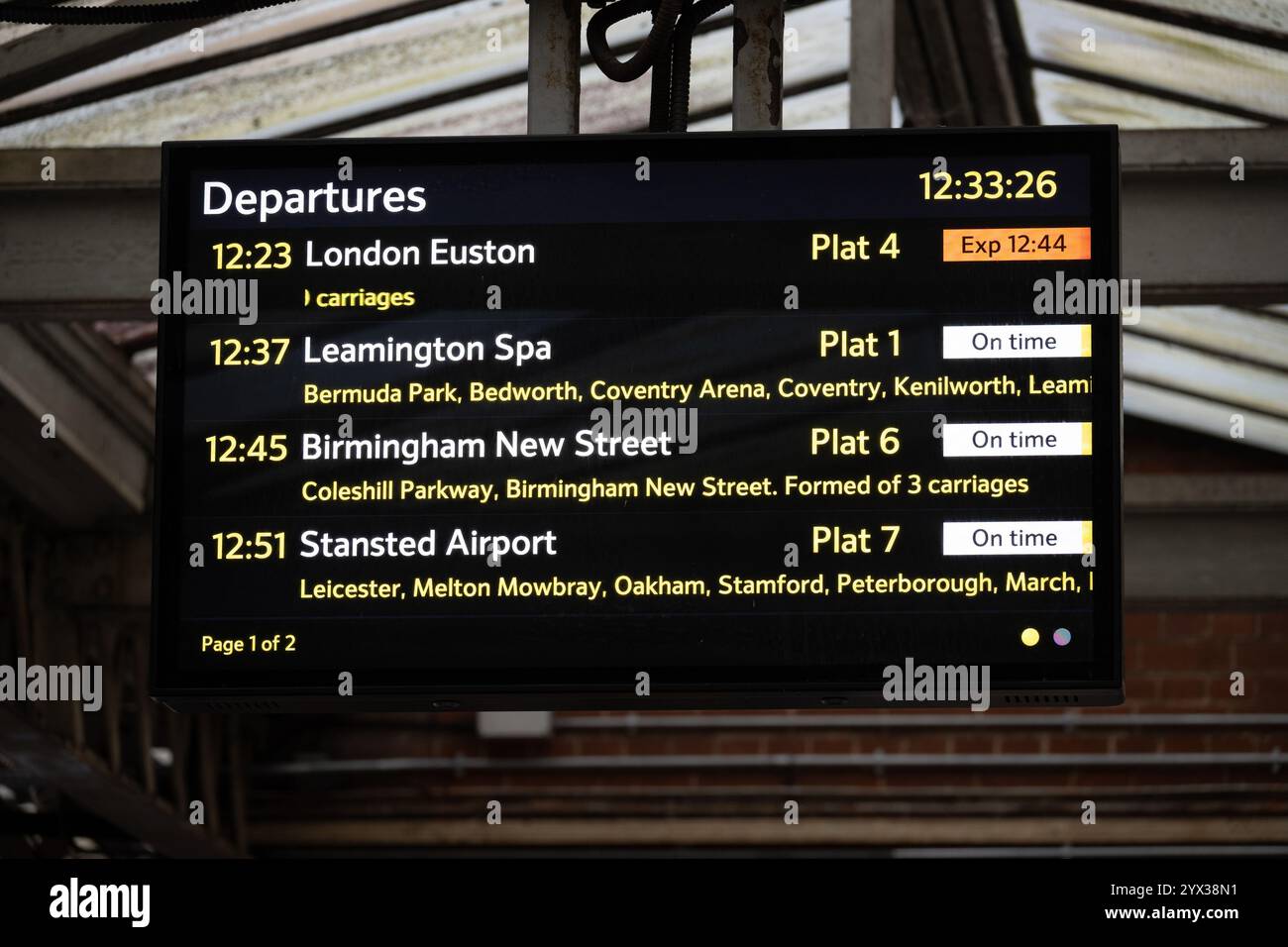 Electric sign at Nuneaton railway station, Warwickshire, UK Stock Photo ...