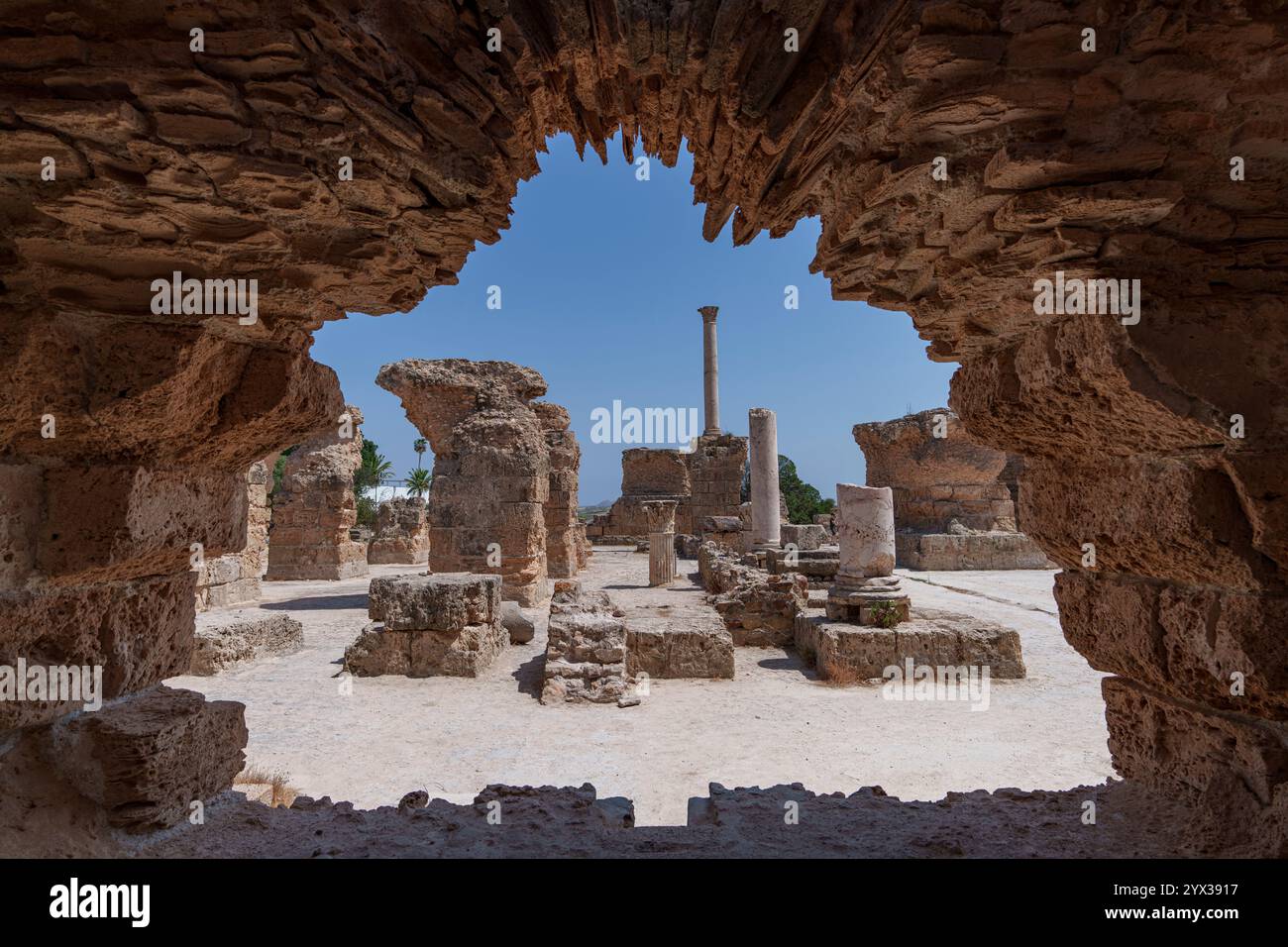 The historic Antonine Baths in Carthage, located close to the sea Stock ...