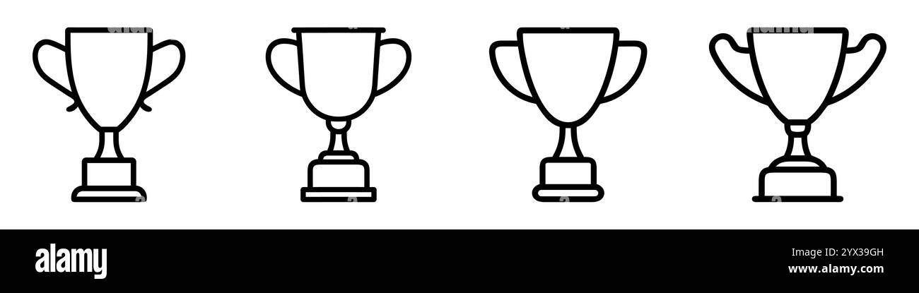Set of five simple trophy cup icons symbolizing success, achievement ...