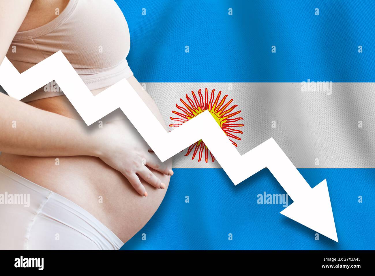 Falling Birth Rates. Demographics and pregnancy in Argentina concept ...