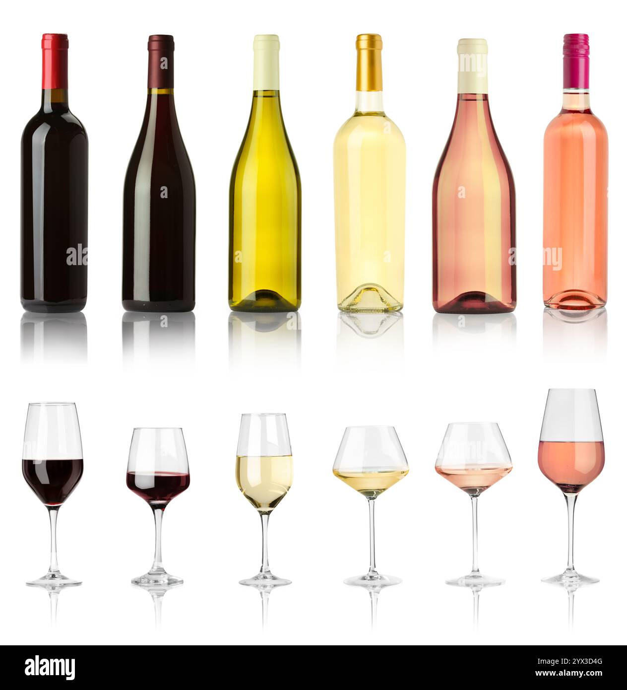Set bottles glasses isolated Cut Out Stock Images & Pictures - Alamy